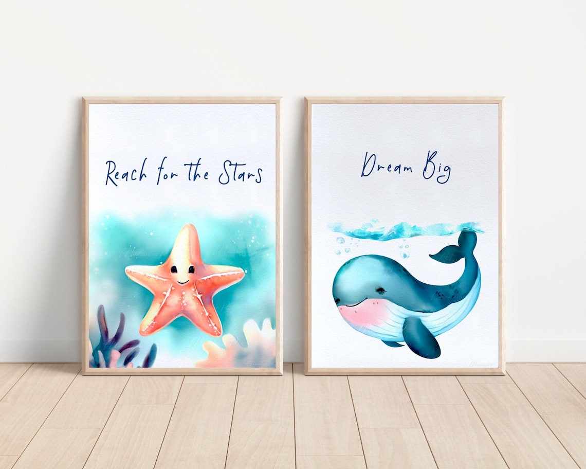 Sea Baby Animal Prints Sea Nursery Decor Watercolor Ocean Nursery Art ...