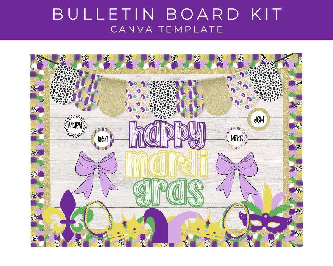 Mardi Gras Bulletin Board Kit for Classroom Decor, Teacher Printable ...