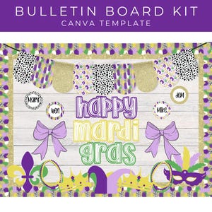 Mardi Gras Bulletin Board Kit for Classroom Decor, Teacher Printable ...