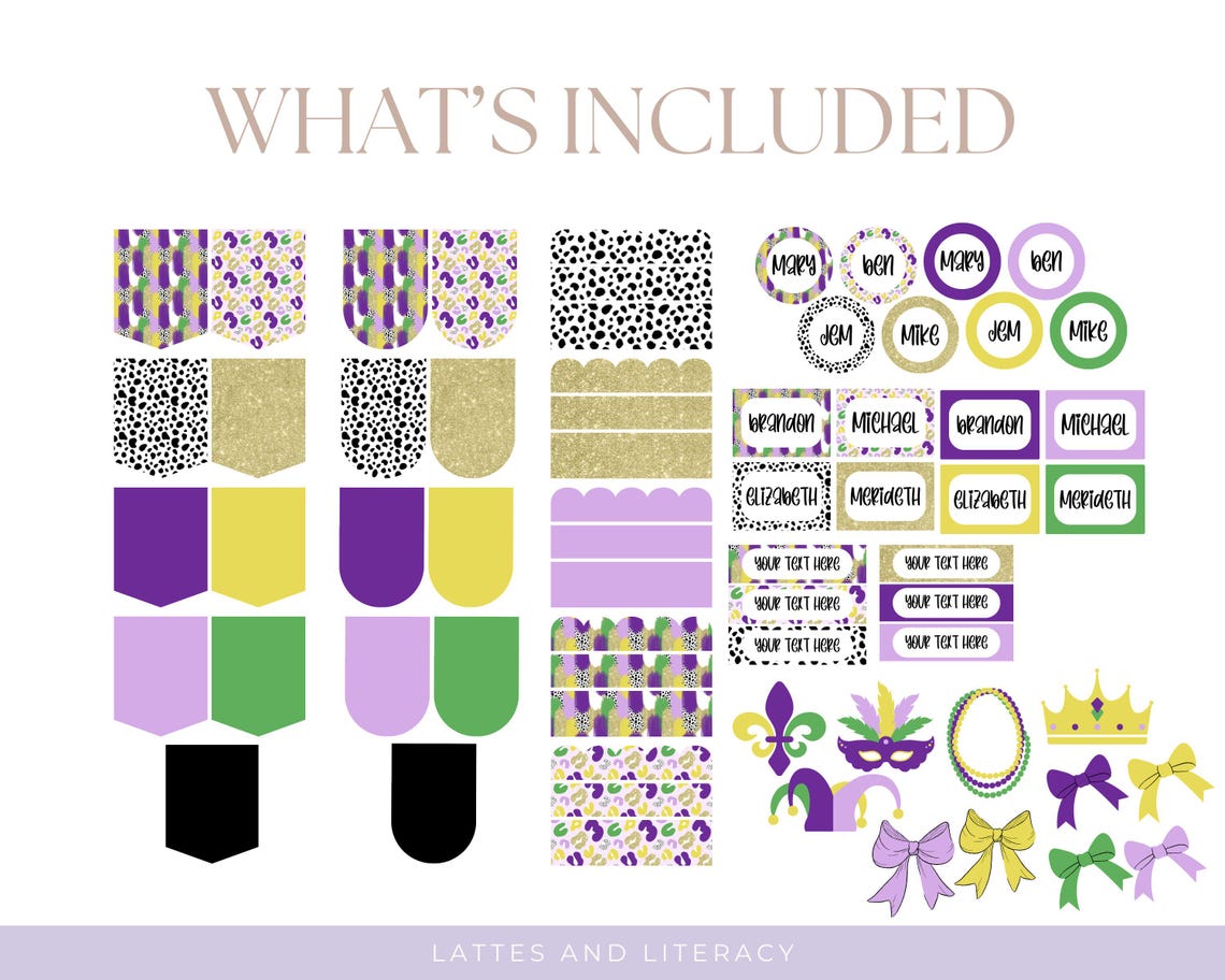 Mardi Gras Bulletin Board Kit for Classroom Decor, Teacher Printable ...