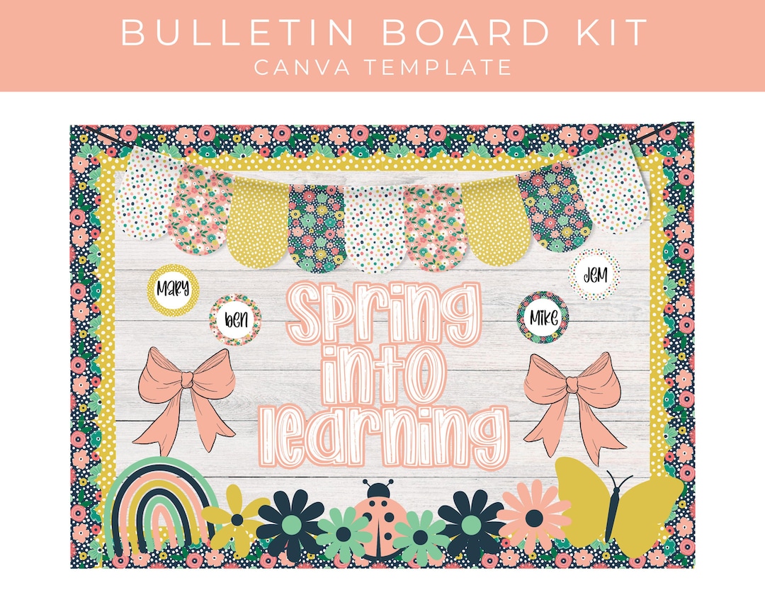 Spring Classroom Bulletin Board Kit: Floral Classroom Decor (printable ...