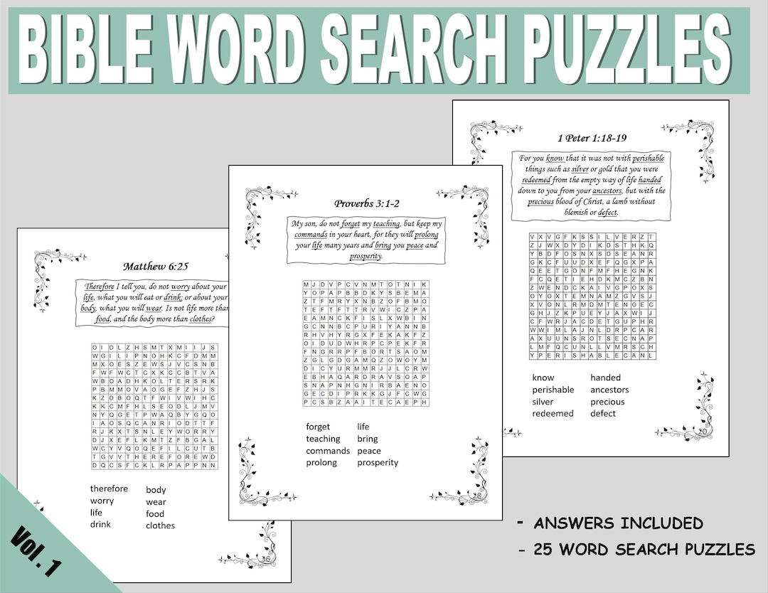 Bible Word Search, Bible Printables, Bible Activity Pages, Bible ...