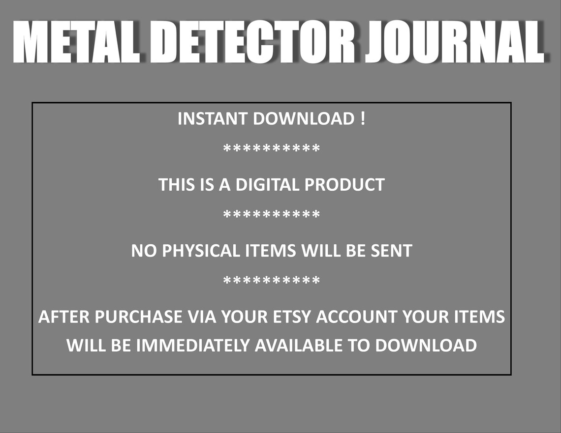 Metal Detecting Journal Logbook Printable File for Metal Detecting ...
