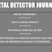 Metal Detecting Journal Logbook Printable File for Metal Detecting ...