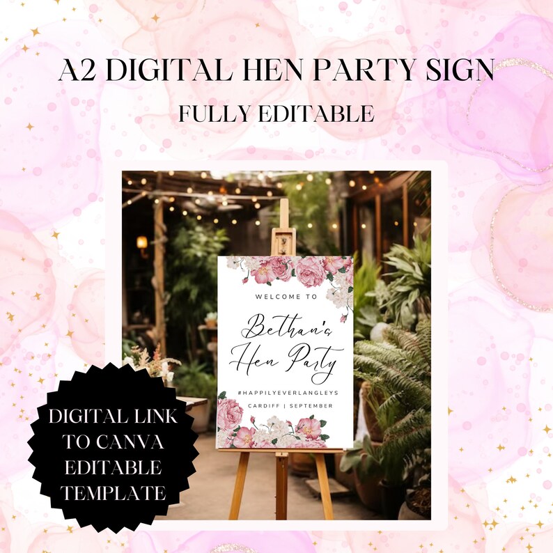 Hen Party Sign A2 Welcome Sign Digital Welcome Sign Hen Party Editable ...