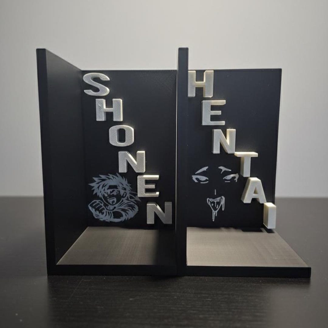3D Printed Manga Bookends – Black Anime Book Holder – Minimalist Otaku ...