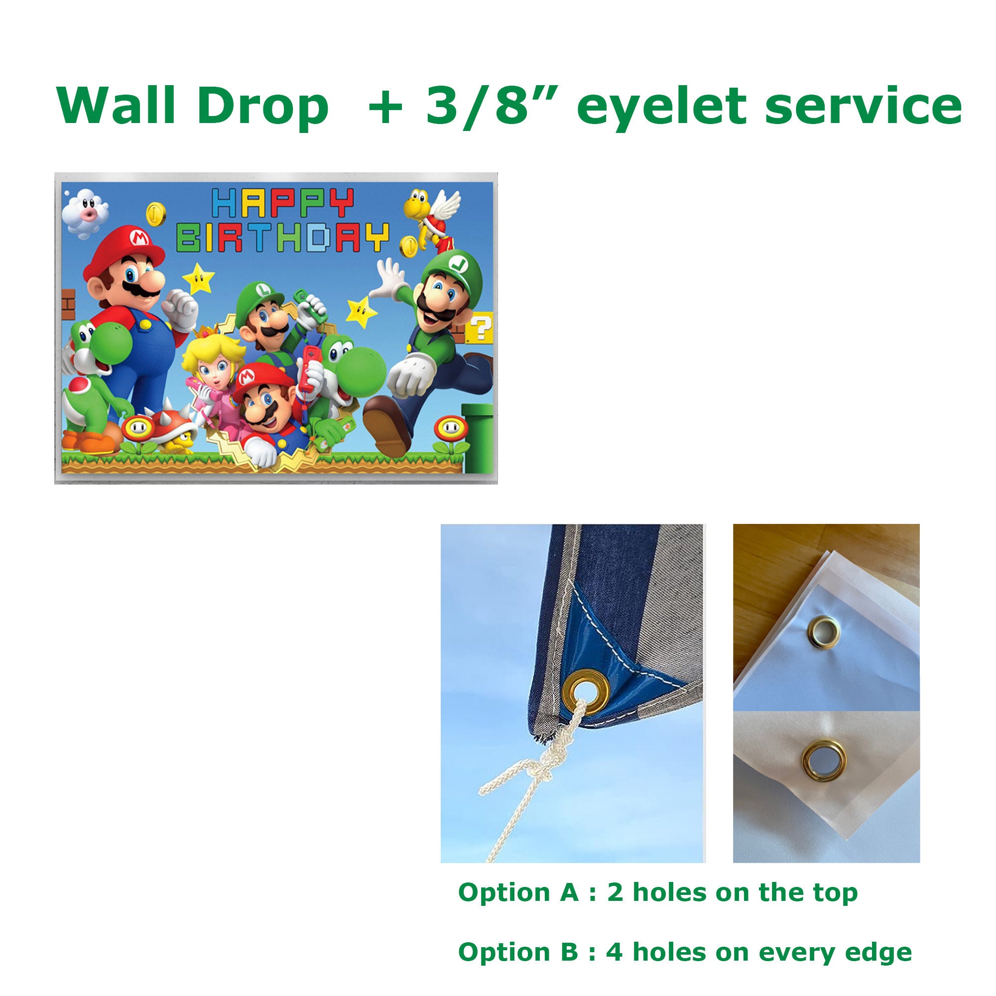 Personalized Wall Décor | Super Mario Game Backdrop| Tapestry - Happy ...