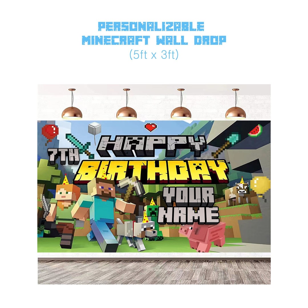 Personalization Wall Décor | Minecraft Backdrop| Tapestry - Happy ...