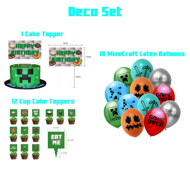 Personalization Minecraft Birthday Party Decoration Minecraft Birthday ...