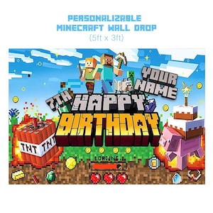 Personalization Wall Décor | Minecraft Backdrop| Tapestry - Happy ...