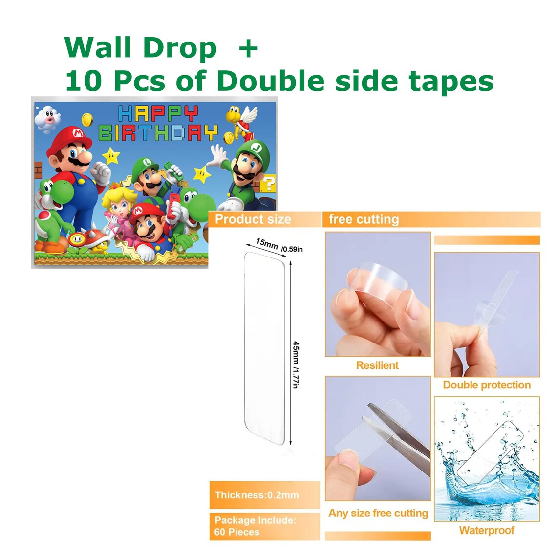 Personalized Wall Décor Super Mario Game Backdrop Tapestry Happy ...