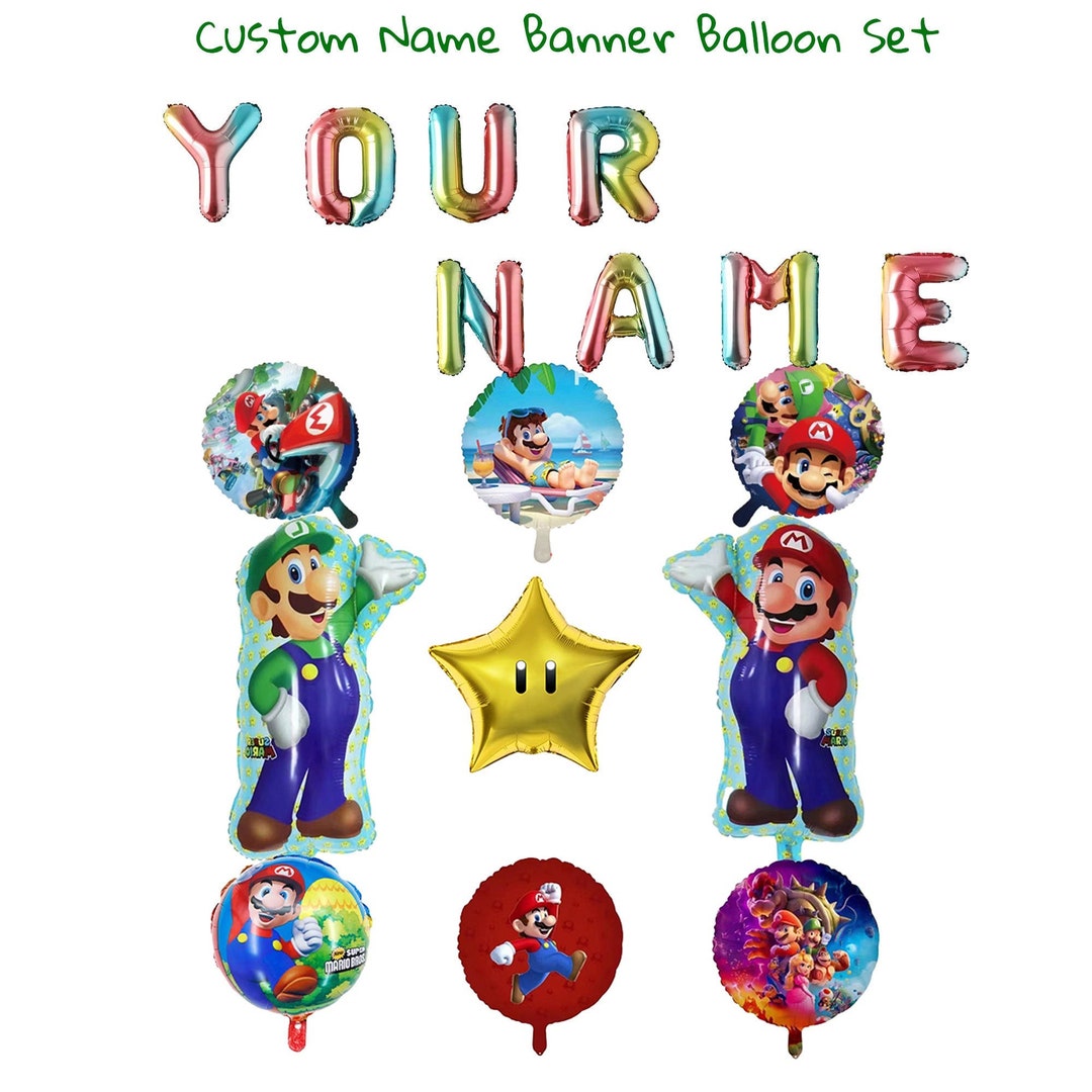 Personalization Super Mario Foil Balloons | Set of 9 Large Super Mario ...