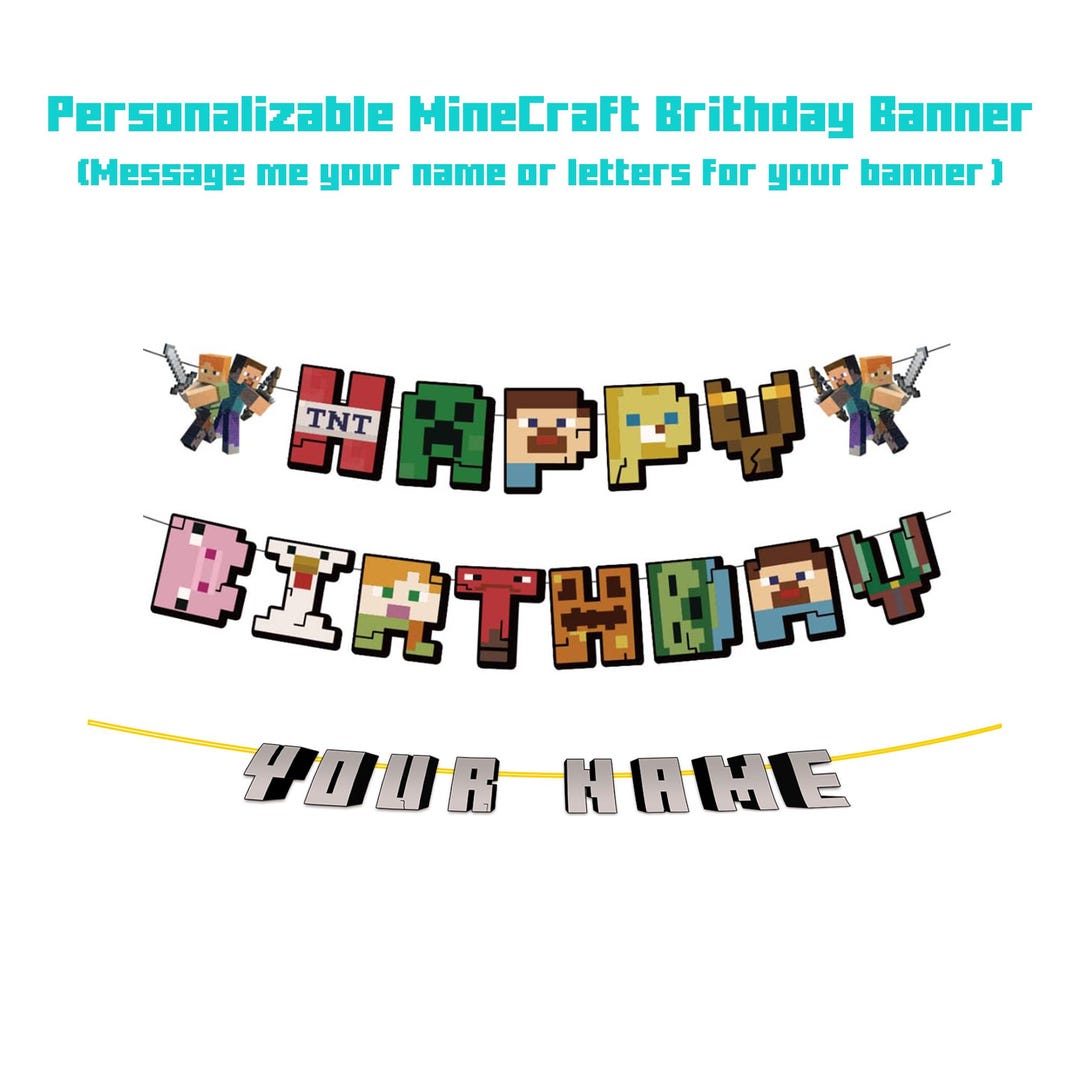 Personalization Minecraft TNT Birthday Party Decoration | Minecraft ...