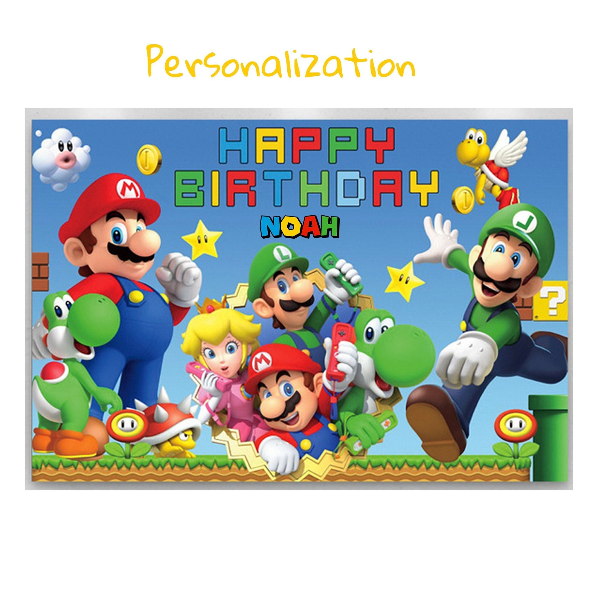 Personalized Wall Décor | Super Mario Game Backdrop| Tapestry - Happy ...