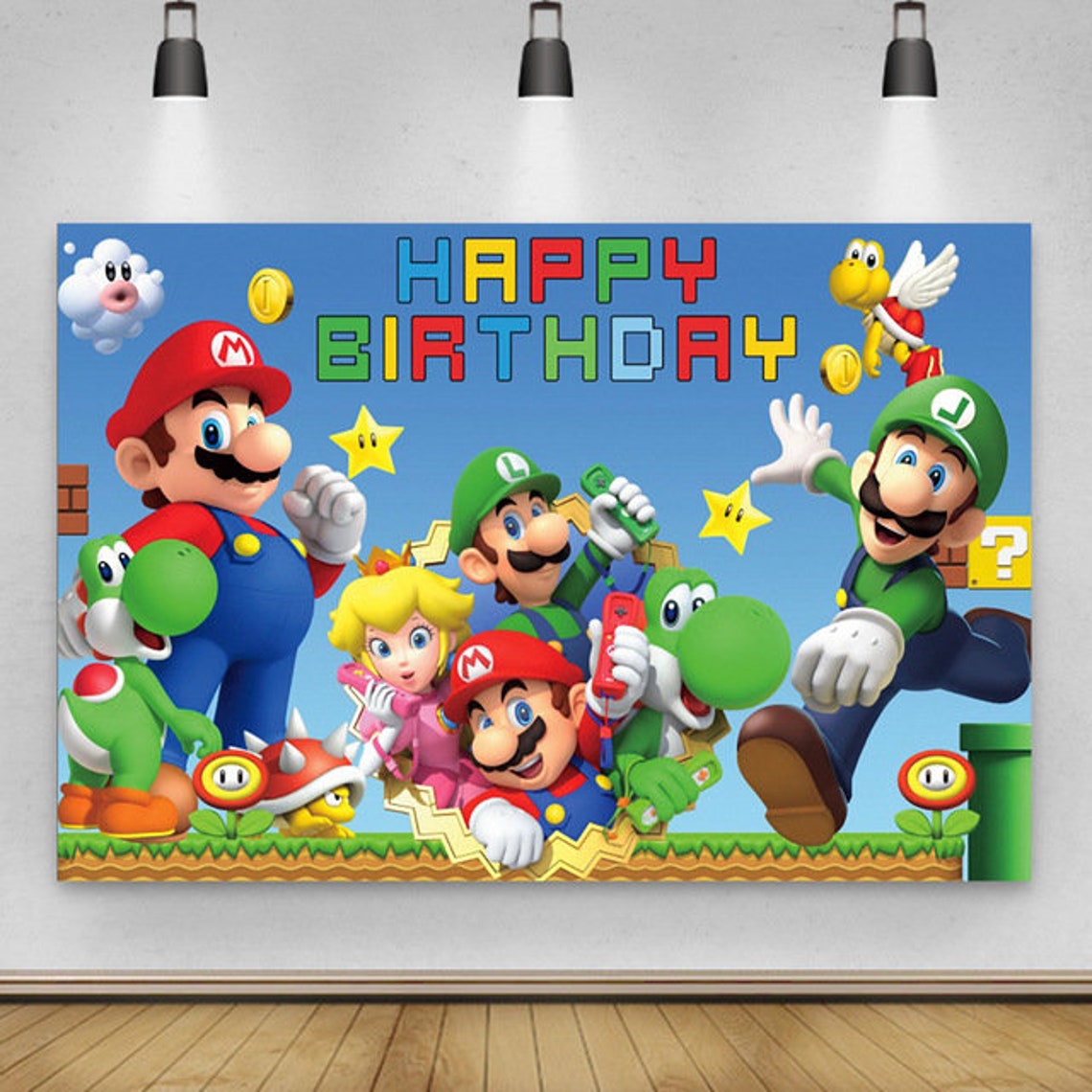 Personalized Wall Décor Super Mario Game Backdrop Tapestry Happy ...