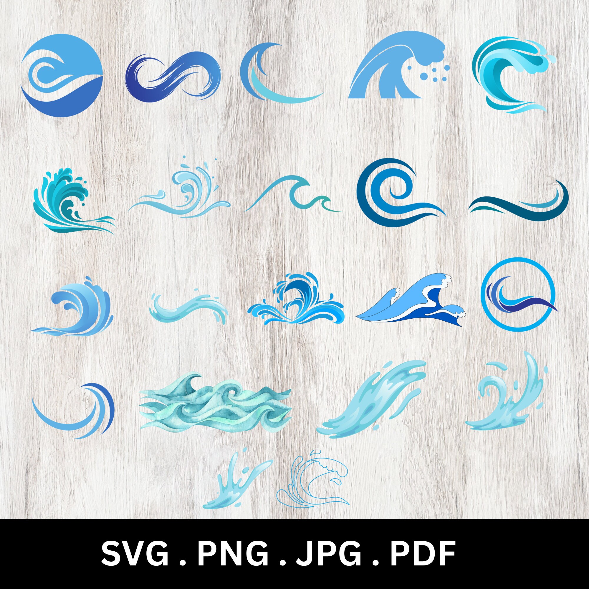 Wave Svg Bundle Water Waves Ocean Wave Svg Water Icons - Etsy