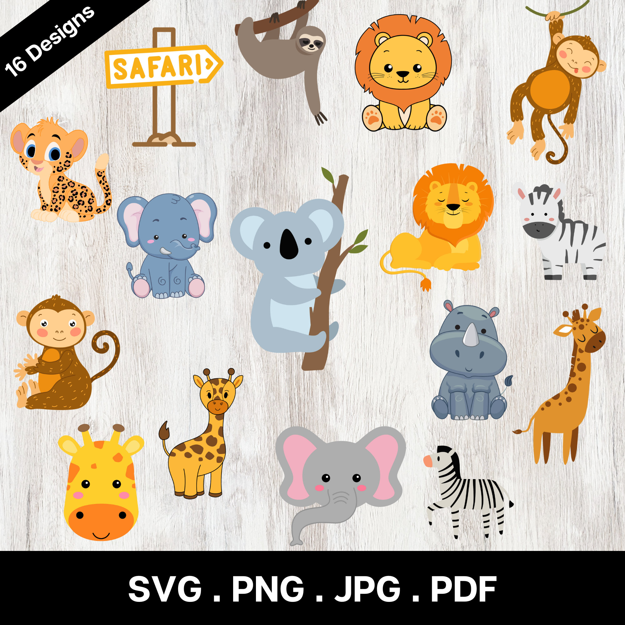 Safari Animals Svg Jungle Animals Svg Safari Animals Png - Etsy
