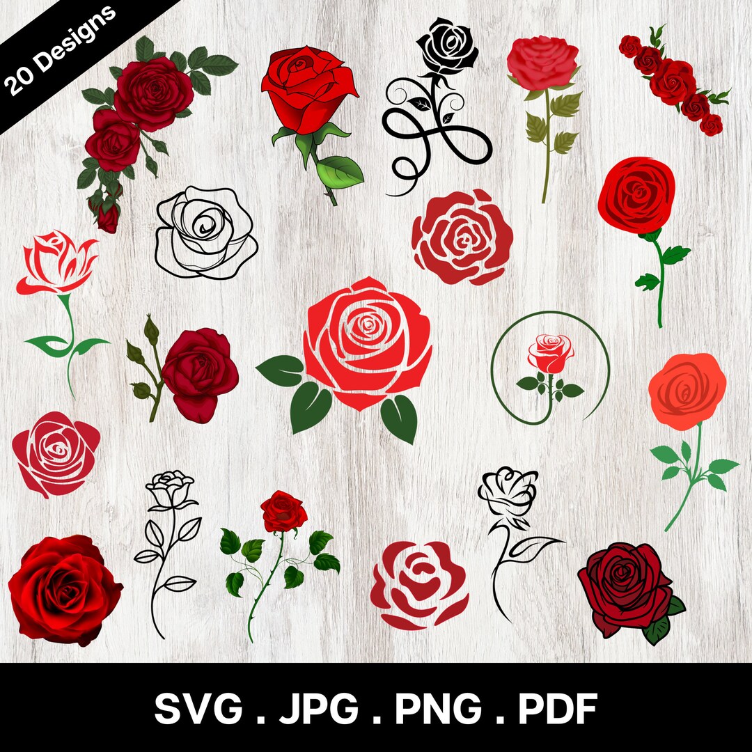 Rose svg Rose svg Bundle Flowers svg Red Rose svg Rose - Etsy España