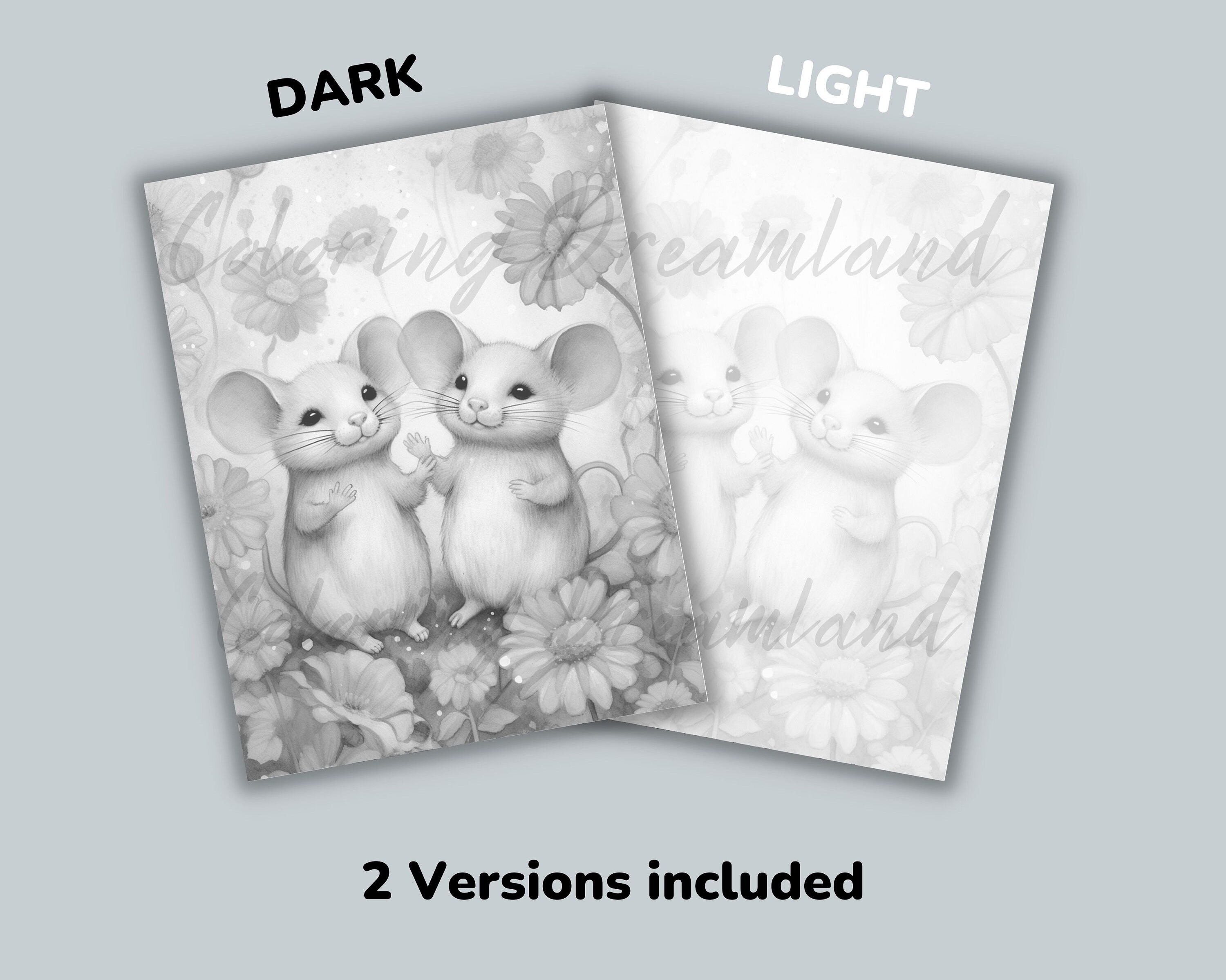 Mice Coloring Book, Mice Coloring Page, Fairytale Coloring, Animal ...