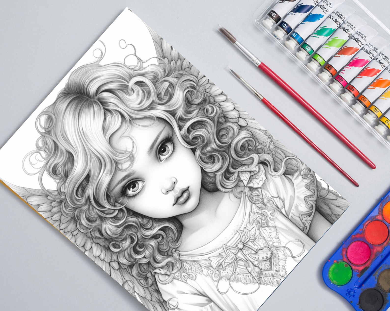 Angel Coloring Pages, Angel Coloring Book, Angel Grayscale Coloring ...