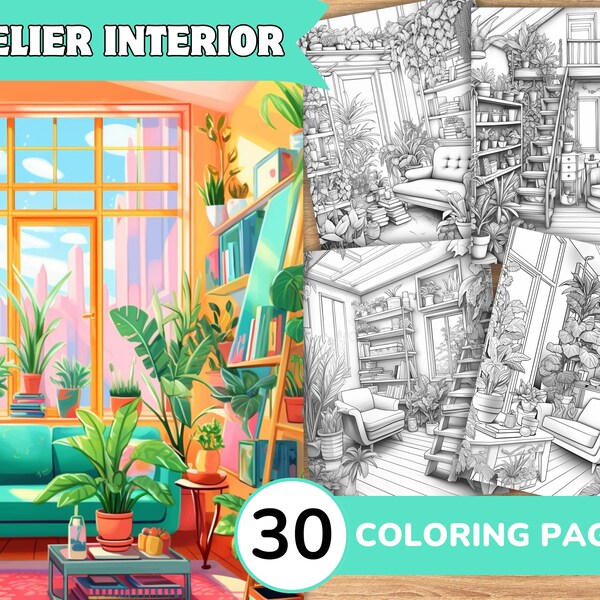 Interior Design Coloring Books - Etsy