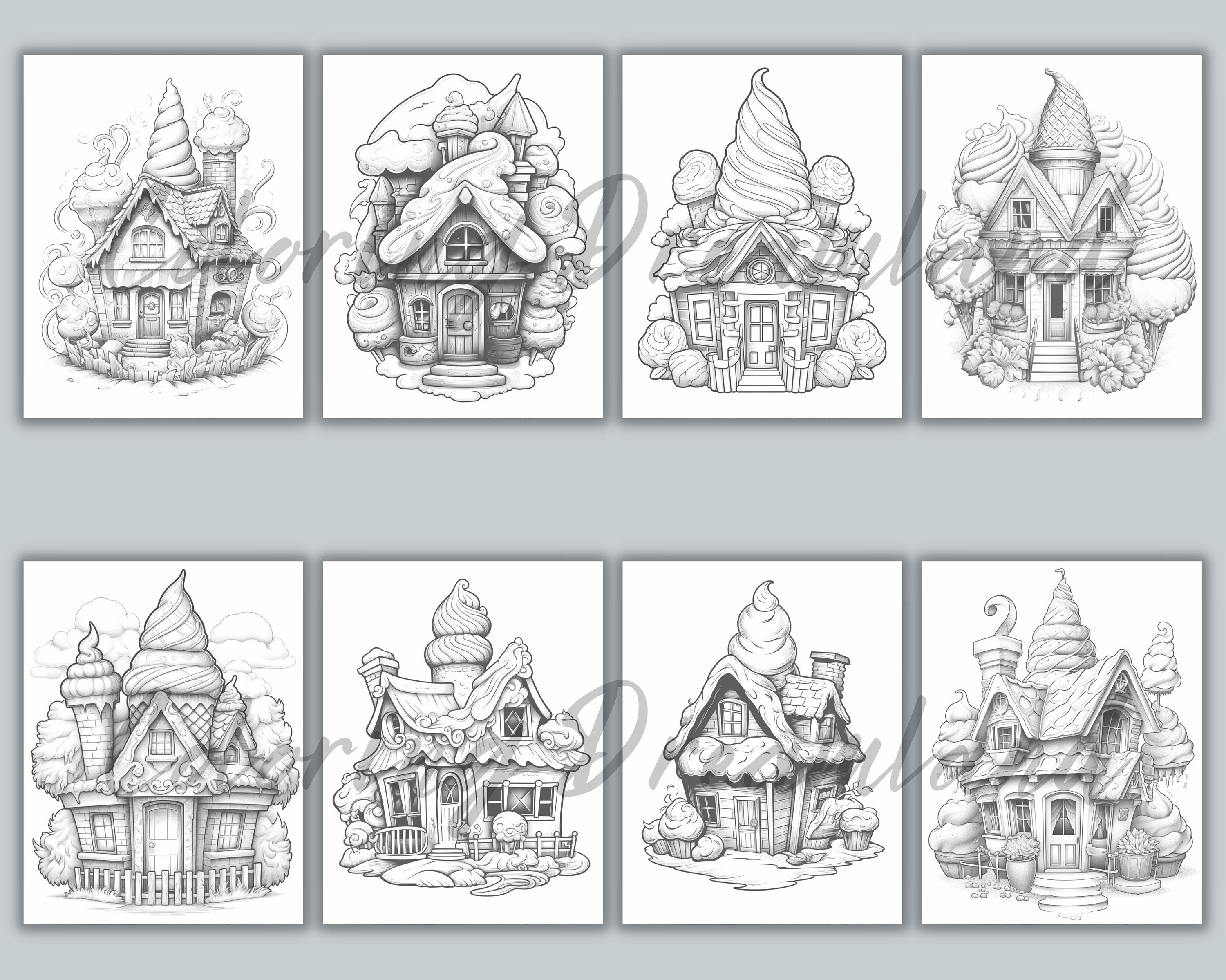 Ice Cream Houses Coloring Book, Sweet Coloring, House Coloring Pages ...