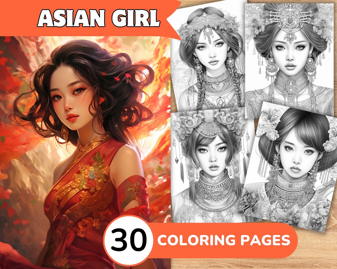 Asian Coloring Pages, Asian Coloring, Girl Coloring Book, Girl ...
