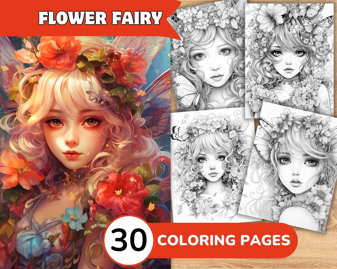 Flower Fairy Coloring Pages, Flower Fairy Coloring Book, Cute Fairy ...