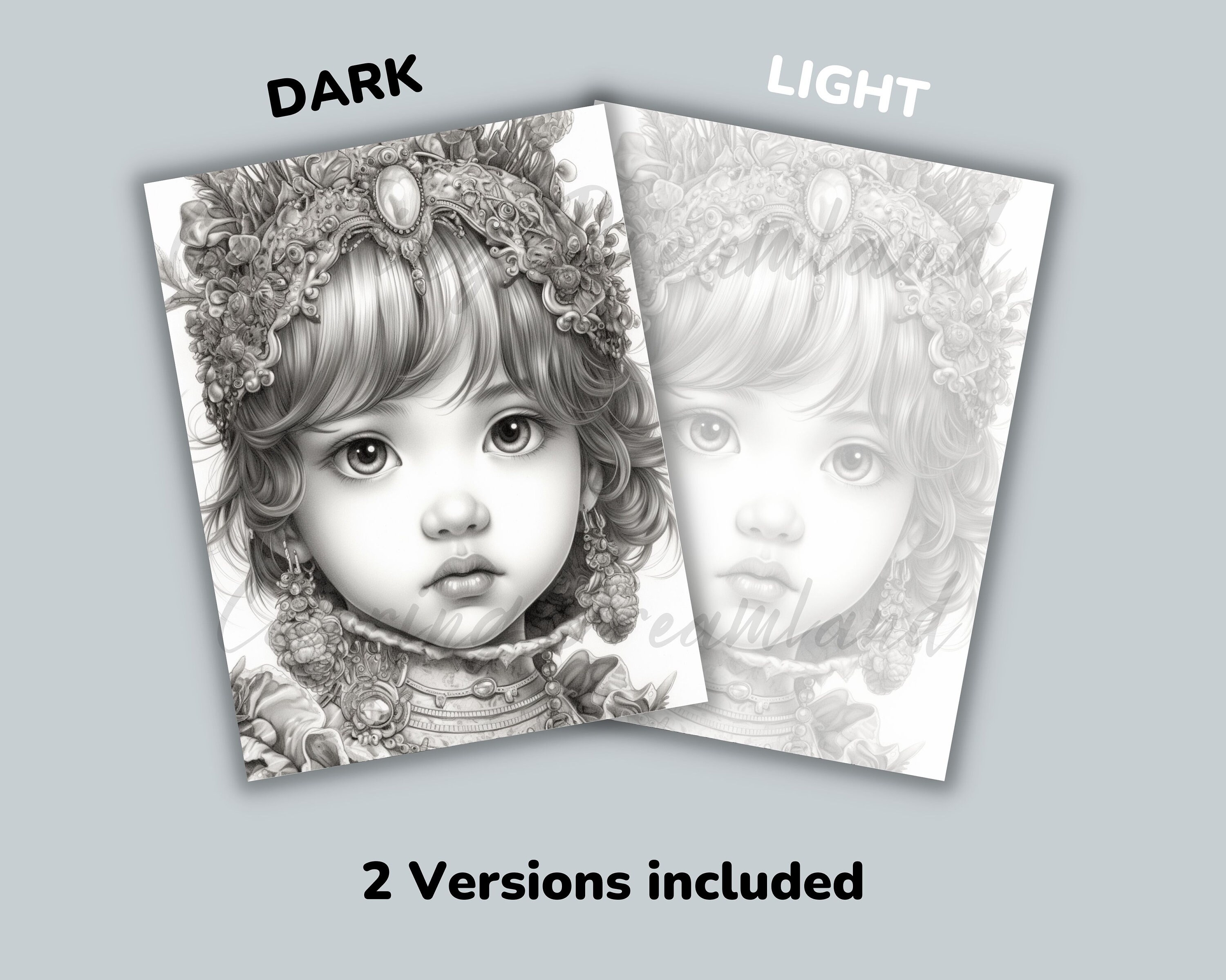 Princess Coloring Pages Book, Cute Princess Grayscale Coloring Book ...