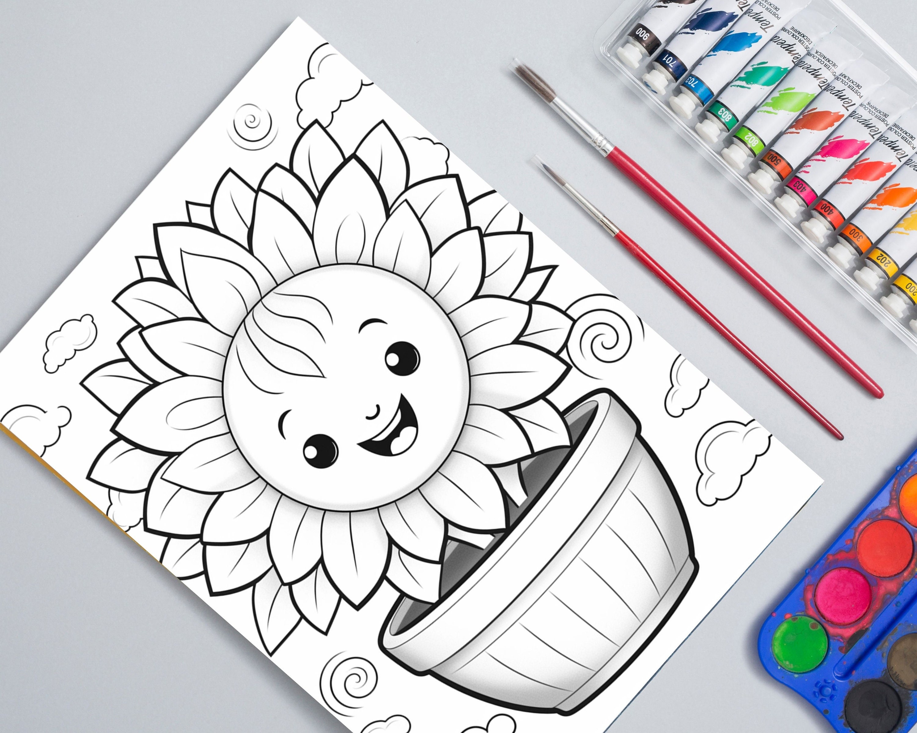 Kawaii Coloring Pages, Kawaii Coloring Book, Kawaii Flower Coloring ...