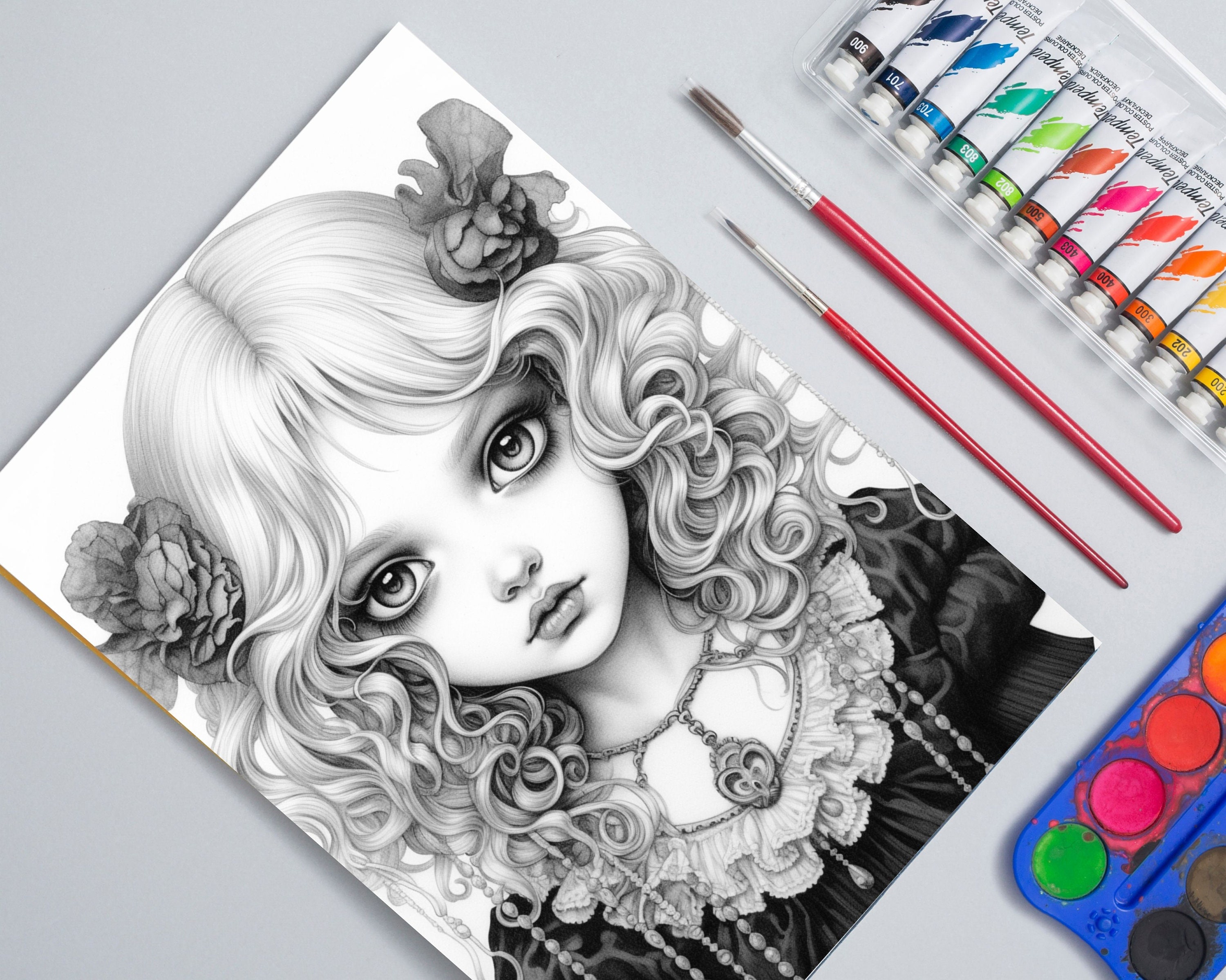 Gothic Girl Coloring Pages Gothic Girl Coloring Book Gothic - Etsy