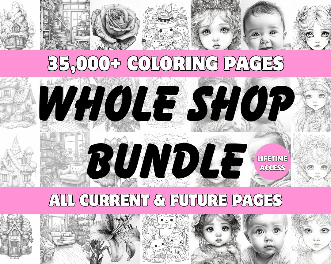 Coloring Pages Whole Shop Bundle, Coloring Pages Bundle, Coloring Book ...