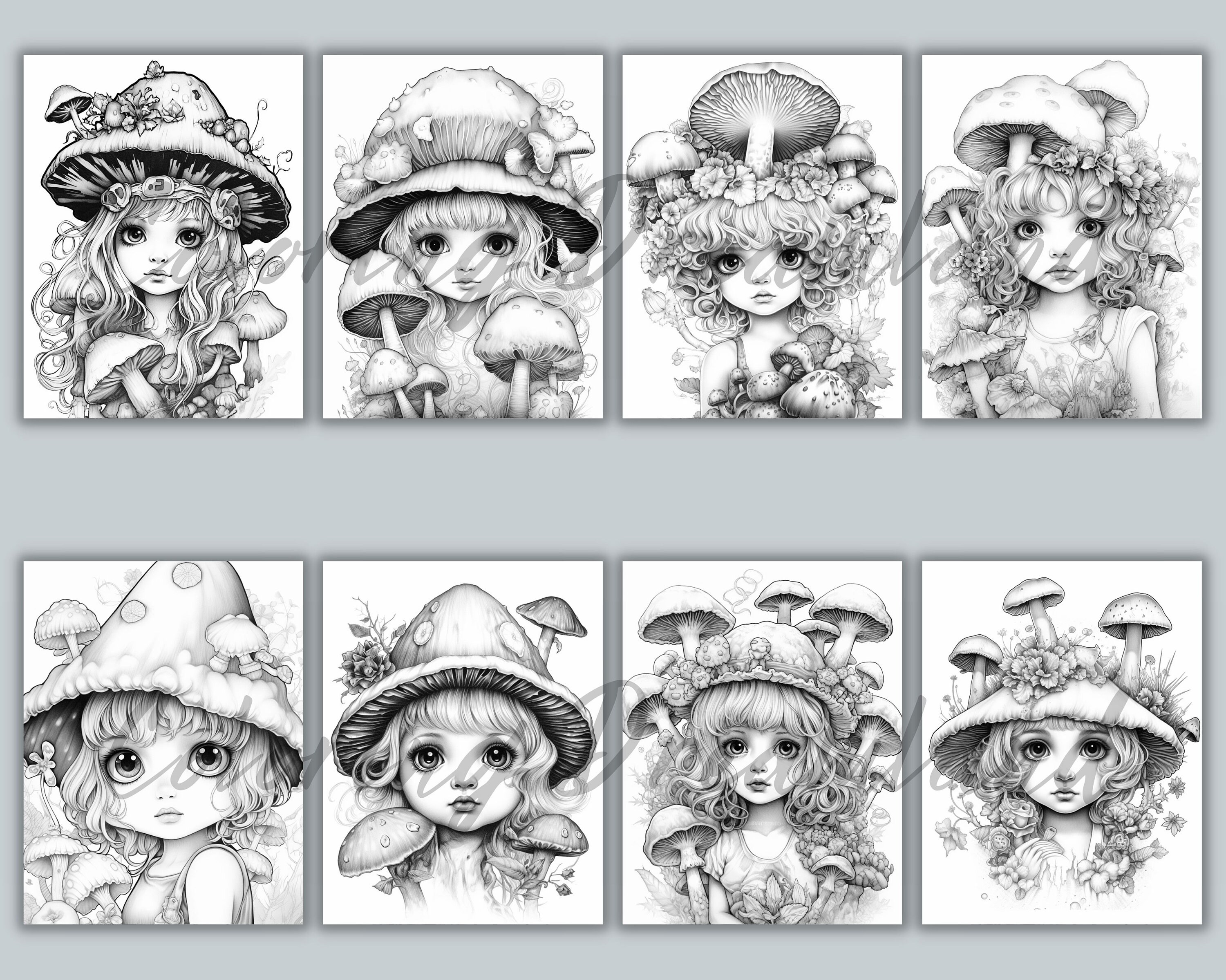 Mushroom Fairy Coloring Pages, Mushroom Fairy Coloring Book, Cute Fairy ...