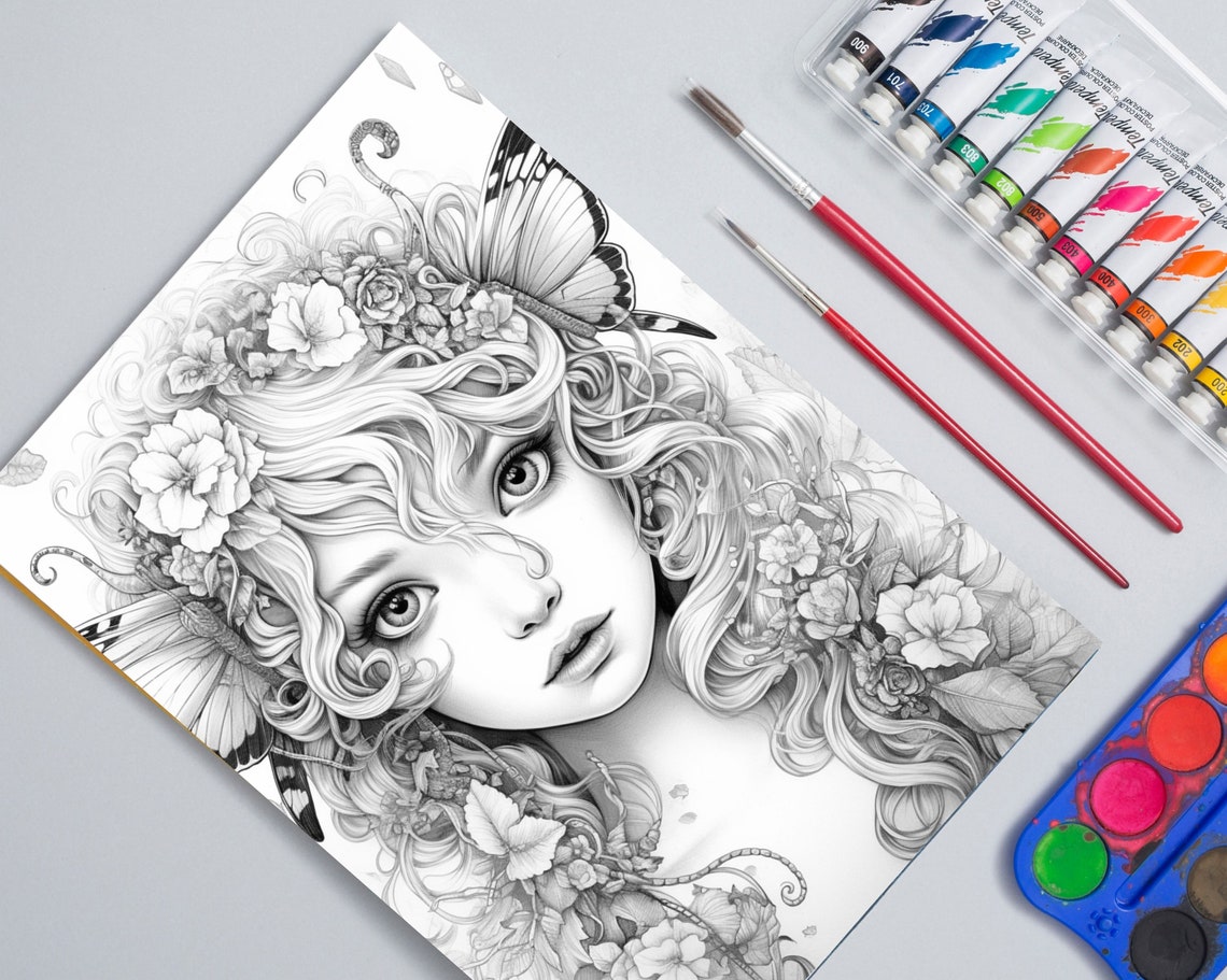 Flower Fairy Coloring Pages, Flower Fairy Coloring Book, Cute Fairy ...
