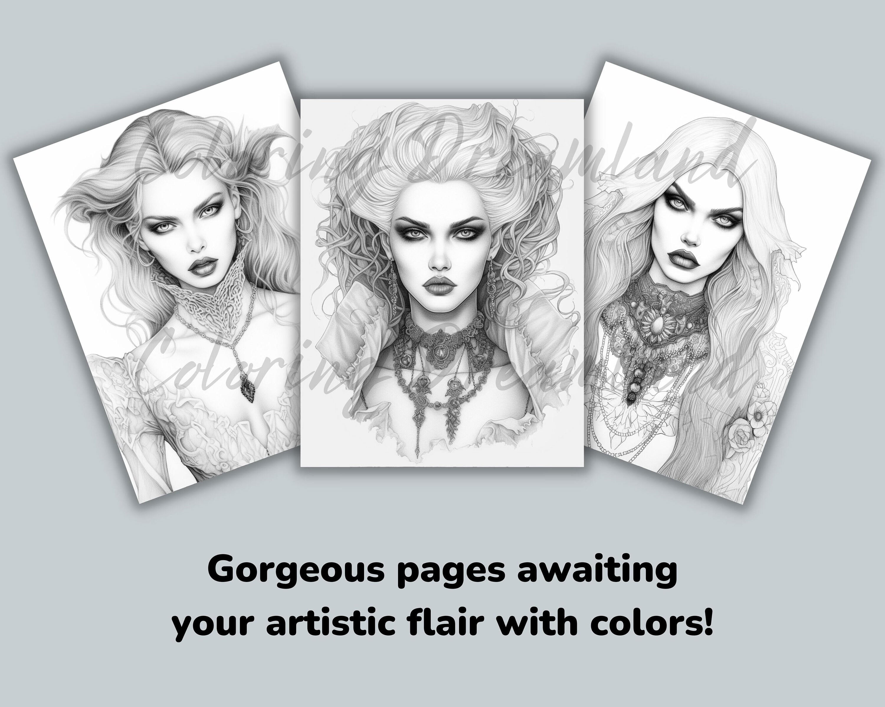 Vampire Coloring Pages, Vampire Coloring Book, Vampire Grayscale ...