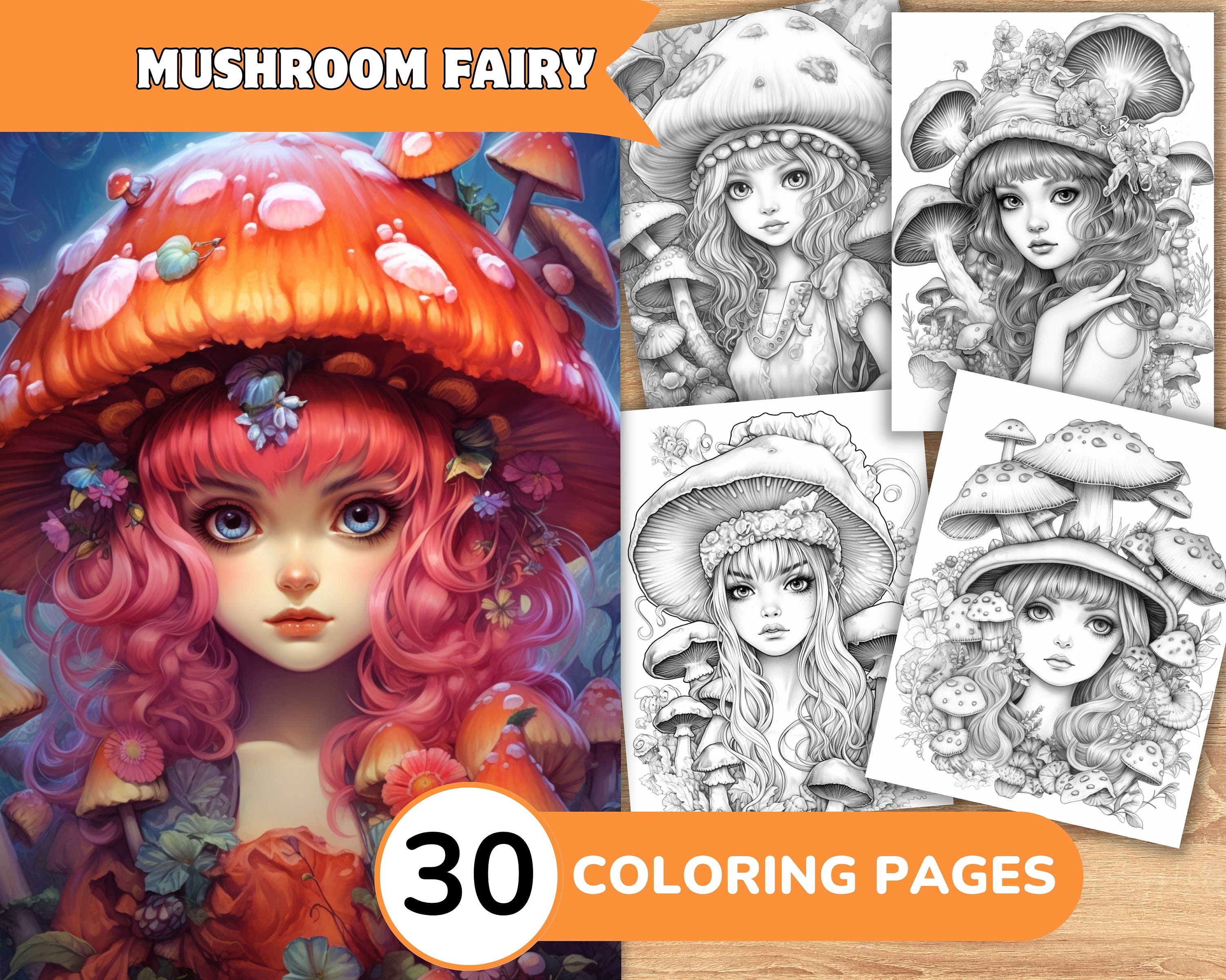 Mushroom Fairy Coloring Pages, Mushroom Fairy Coloring Book, Cute Fairy ...