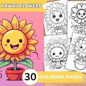 Kawaii Coloring Pages, Kawaii Coloring Book, Kawaii Flower Coloring ...
