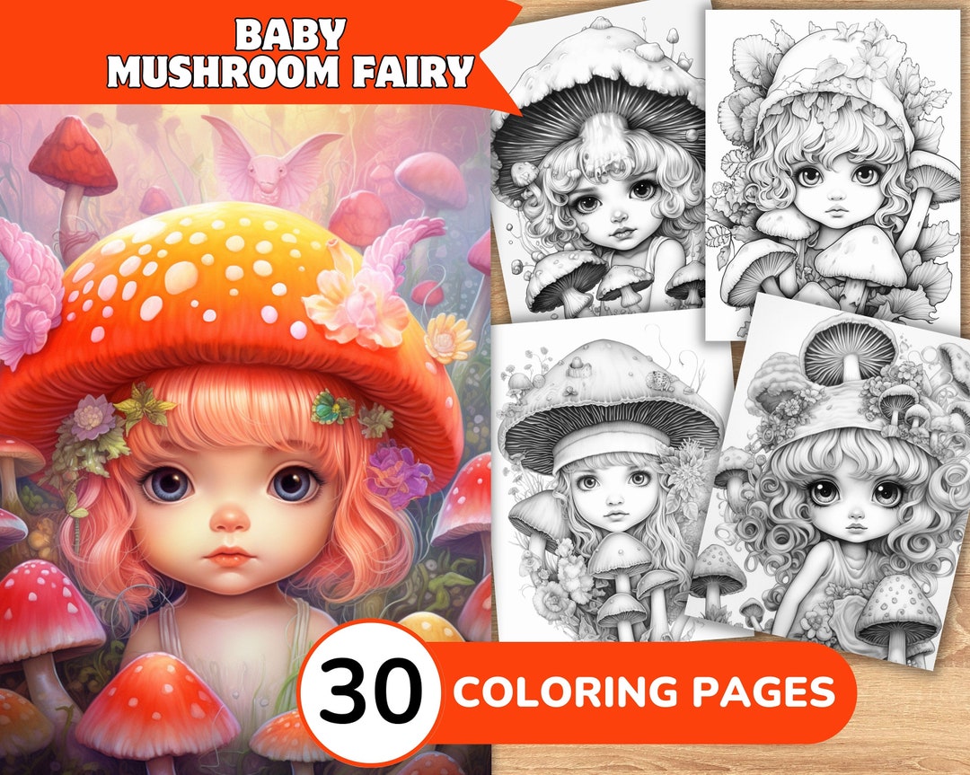 Mushroom Fairy Coloring Pages, Mushroom Fairy Coloring Book, Cute Fairy ...