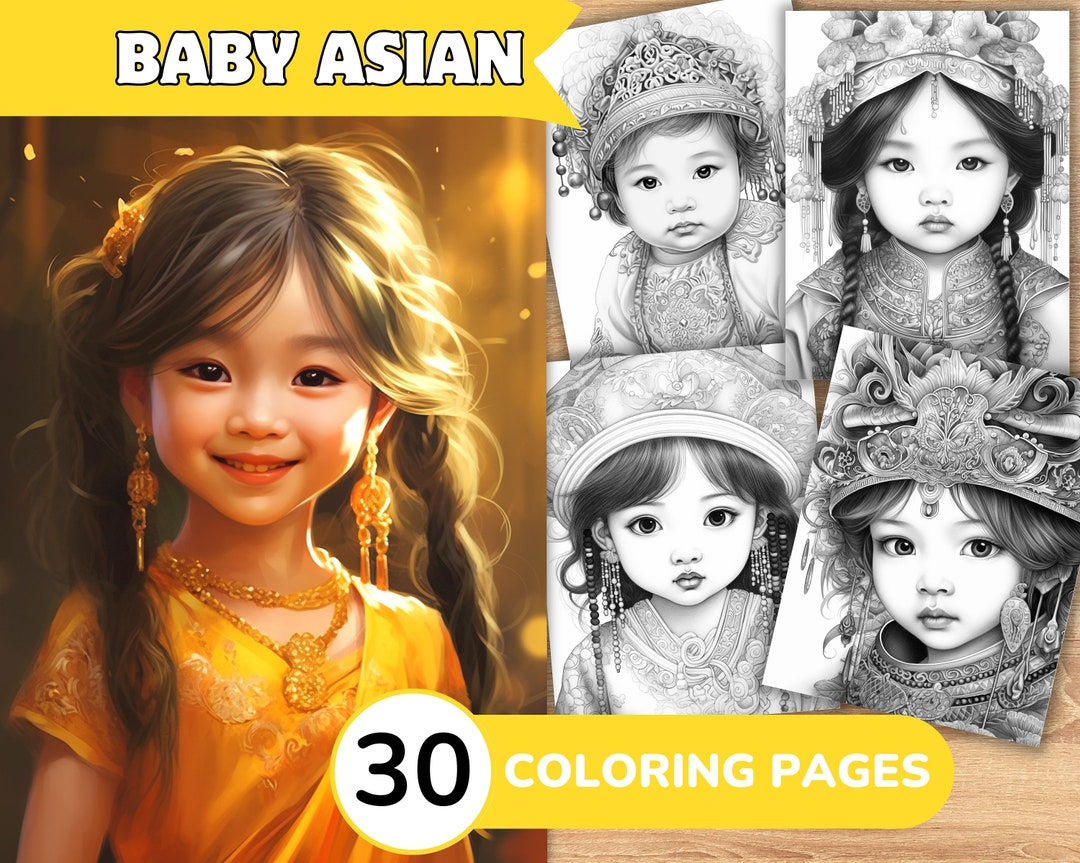 Asian Coloring Pages Asian Coloring Girl Coloring Book Girl - Etsy