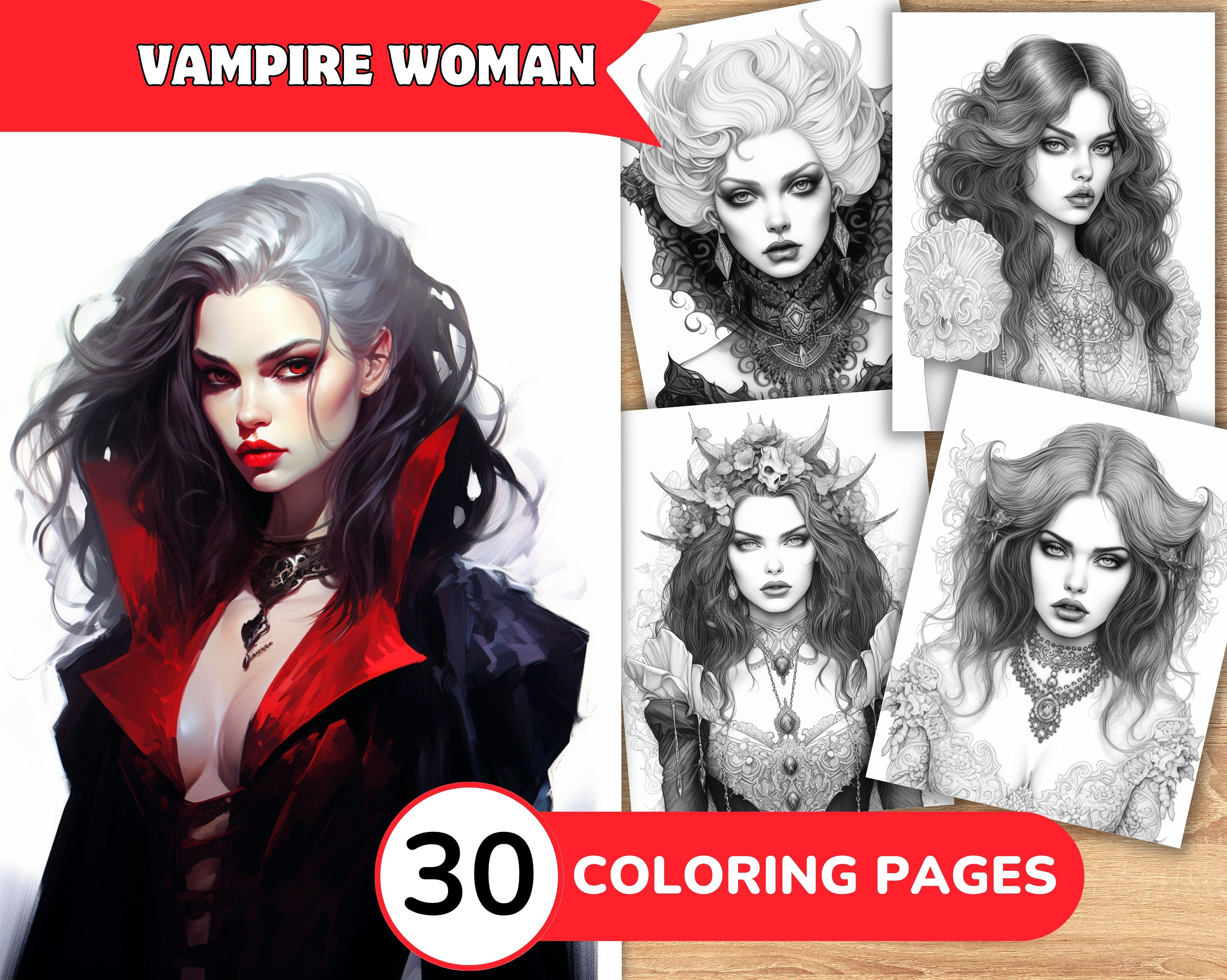 Vampire Coloring Pages, Vampire Coloring Book, Vampire Grayscale ...