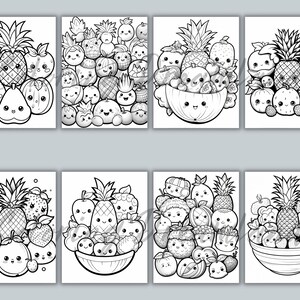 Kawaii Coloring Page, Kawaii Coloring Book, Kawaii Food Coloring, Fruit ...