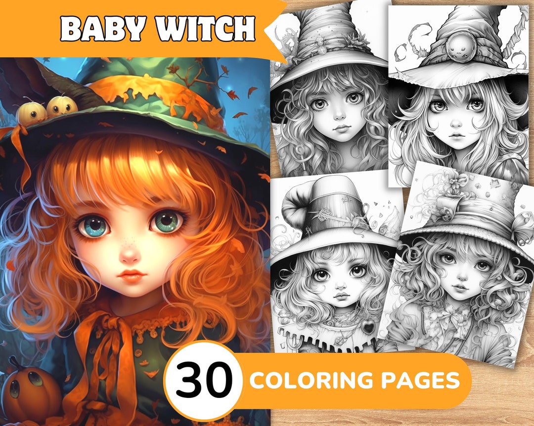 Witch Coloring Pages Halloween Coloring Witch Coloring Book - Etsy