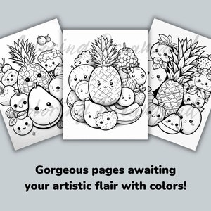Kawaii Coloring Page, Kawaii Coloring Book, Kawaii Food Coloring, Fruit ...