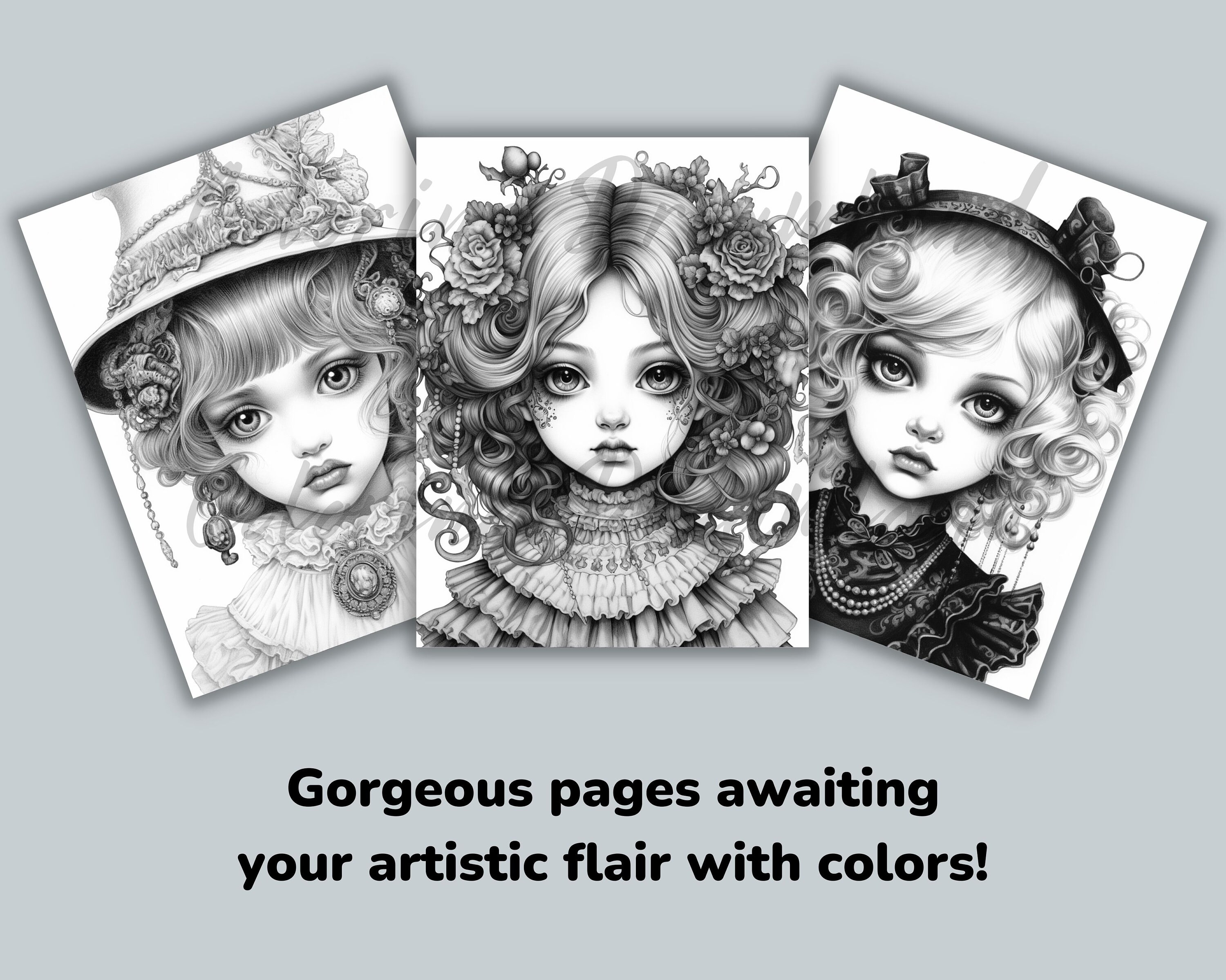 Gothic Girl Coloring Pages Gothic Girl Coloring Book Gothic - Etsy