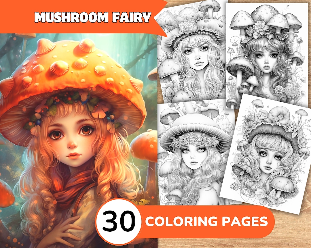 Mushroom Fairy Coloring Pages, Mushroom Fairy Coloring Book, Cute Fairy ...