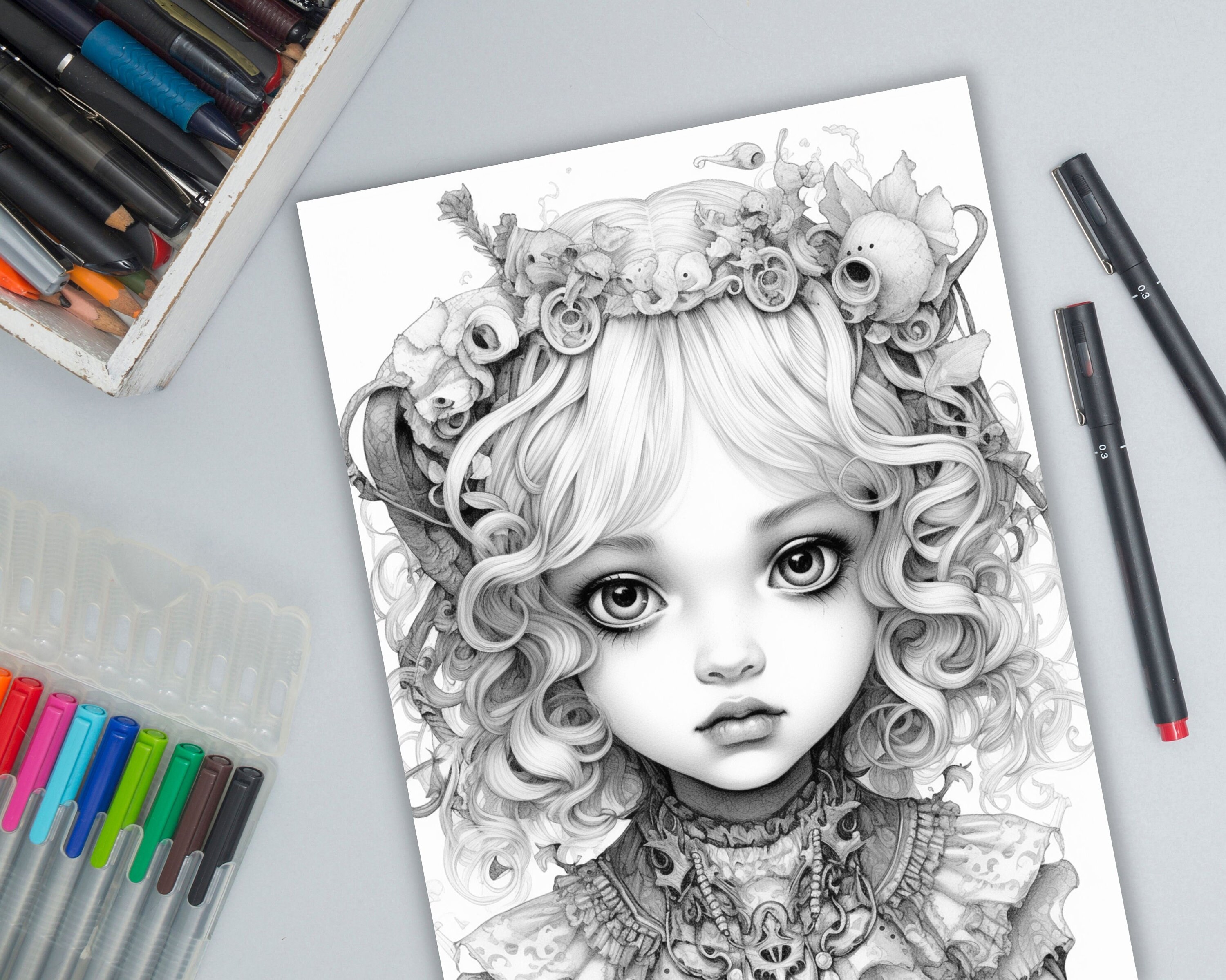 Gothic Girl Coloring Pages Gothic Girl Coloring Book Gothic - Etsy
