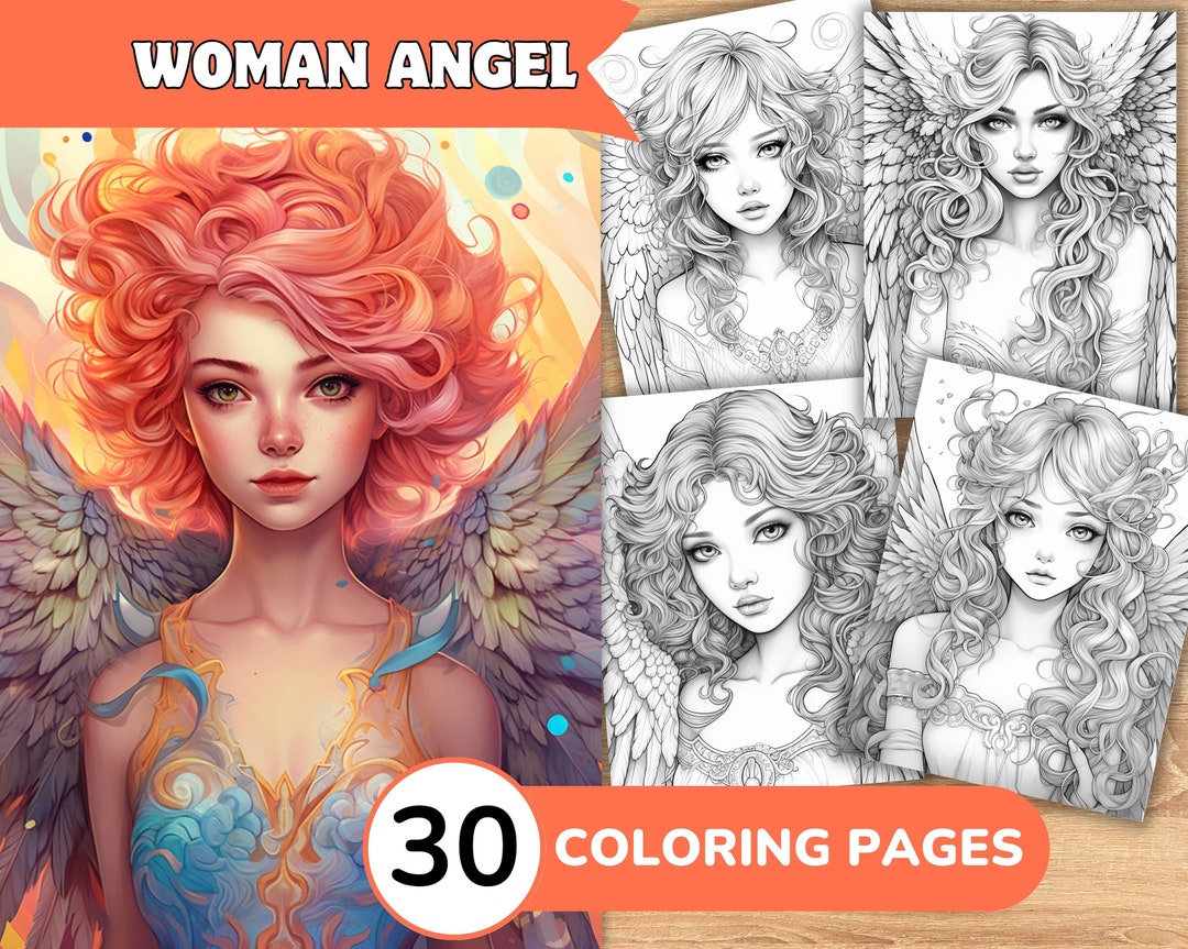 Angel Coloring Pages, Angel Coloring Book, Angel Grayscale Coloring ...