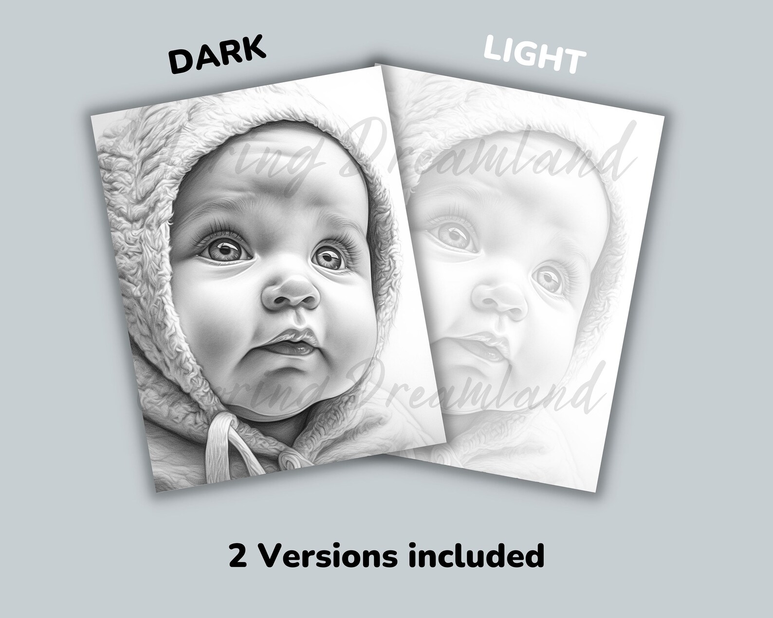 Cute Babies Coloring Pages Book Babies Grayscale Coloring - Etsy