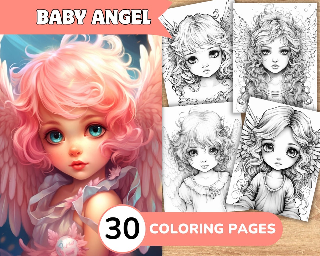 Angel Coloring Pages, Angel Coloring Book, Angel Grayscale Coloring ...