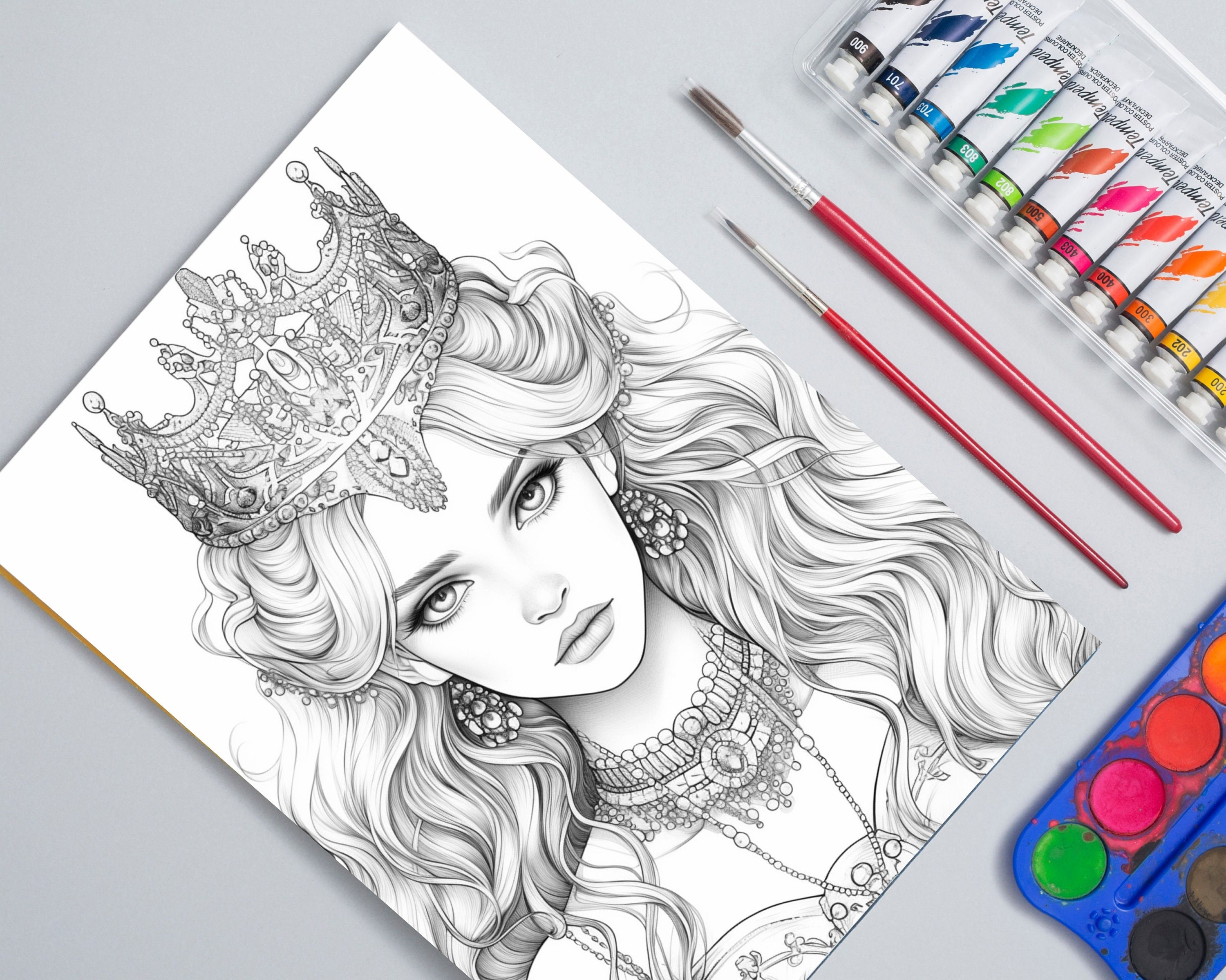 Queen Coloring Book Queen Coloring Pages cute Queen - Etsy